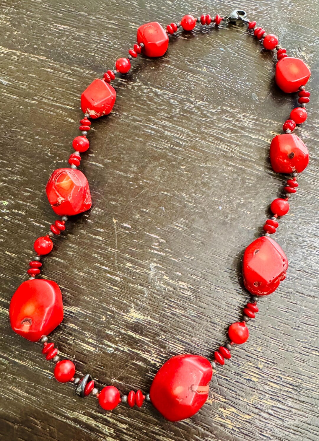 LUC Lucoral Beaded Coral and 925 Sterling Silver Necklace! Stunningly ...