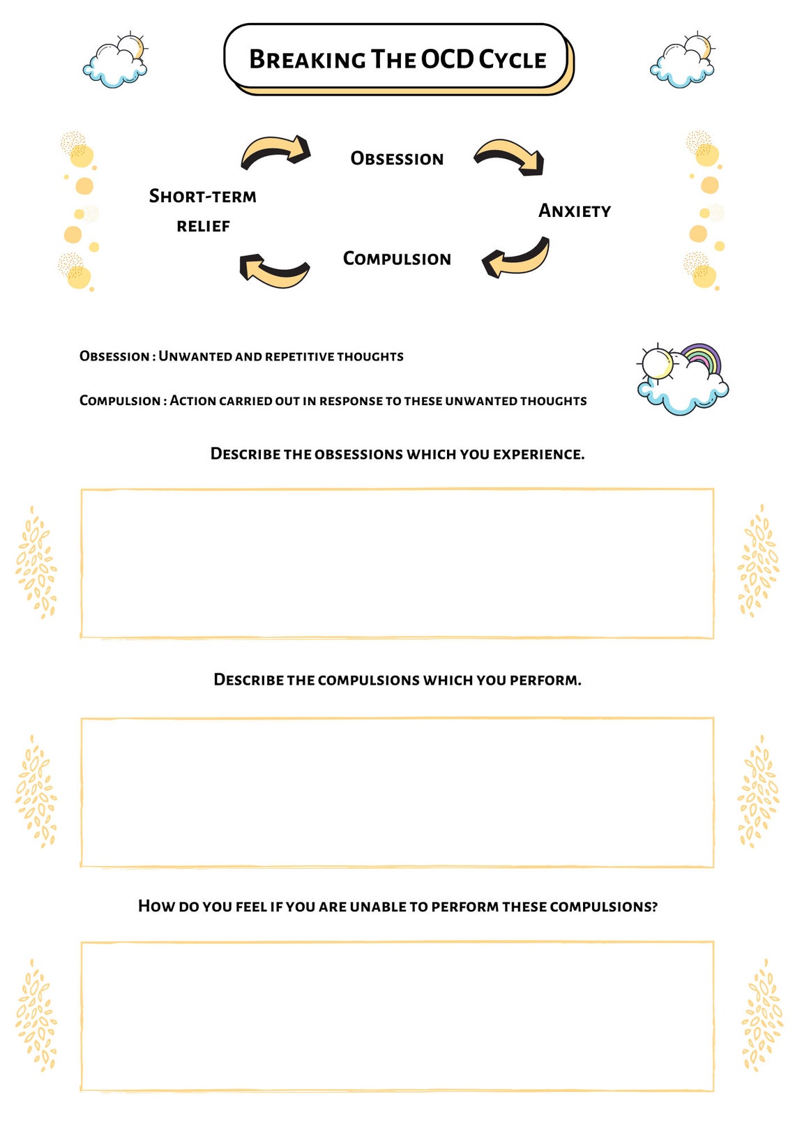 Break The OCD Cycle OCD Worksheets Therapy Worksheets Etsy Break The OCD Cycle OCD Worksheets Therapy Worksheets Etsy