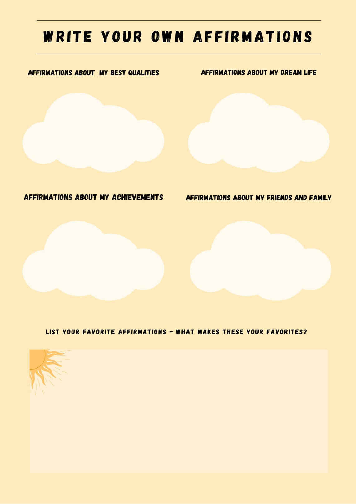 Write Your Own Affirmations Positive Activity Positive | Etsy