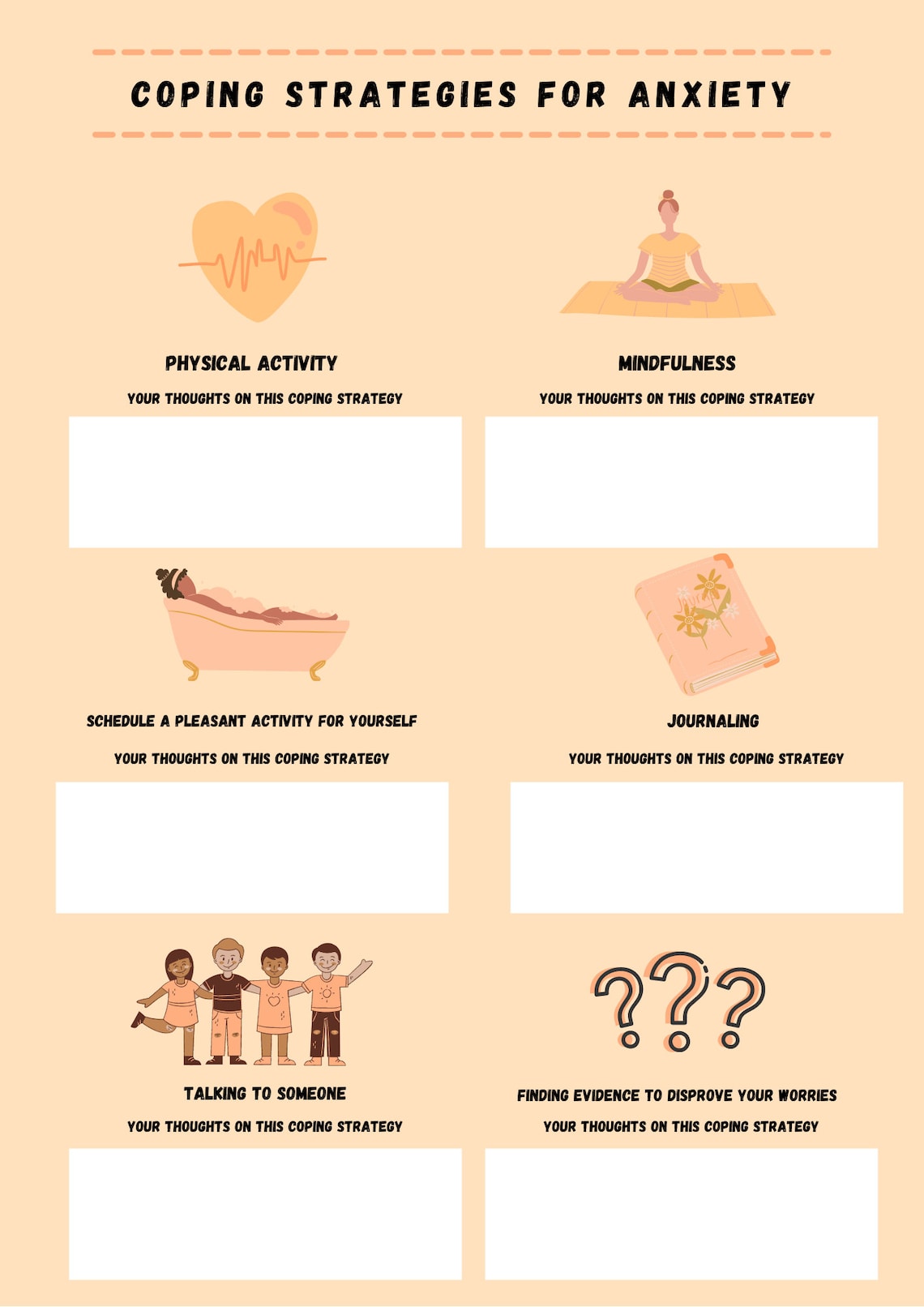 Anxiety Coping Strategies Anxiety Worksheets Mental Health | Etsy