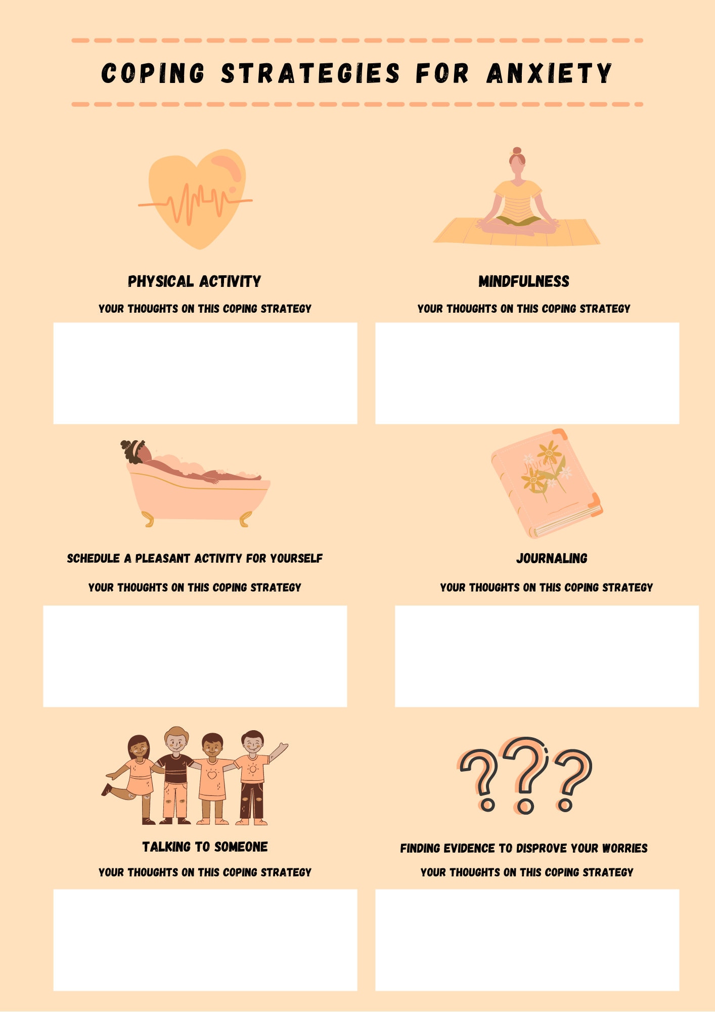 Anxiety Coping Strategies Anxiety Worksheets Mental Health | Etsy