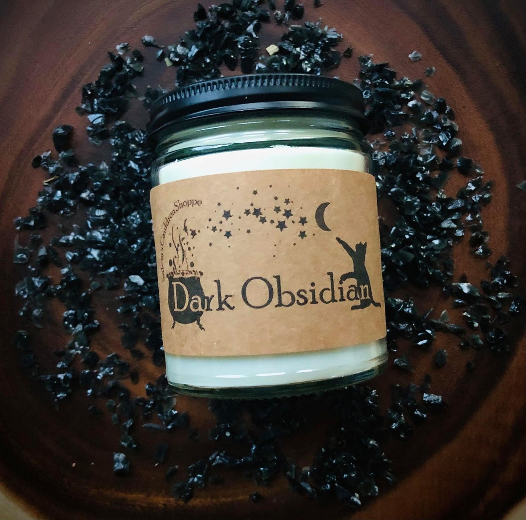 Dark Obsidian Spell Candle (fire/amber) - Protection/shielding/wisdom ...
