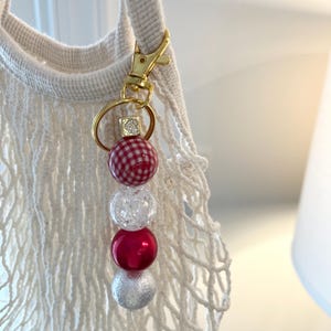 Red and White Acrylic Beaded, Lovely Keychain, Handmade Keychain, Bag ...