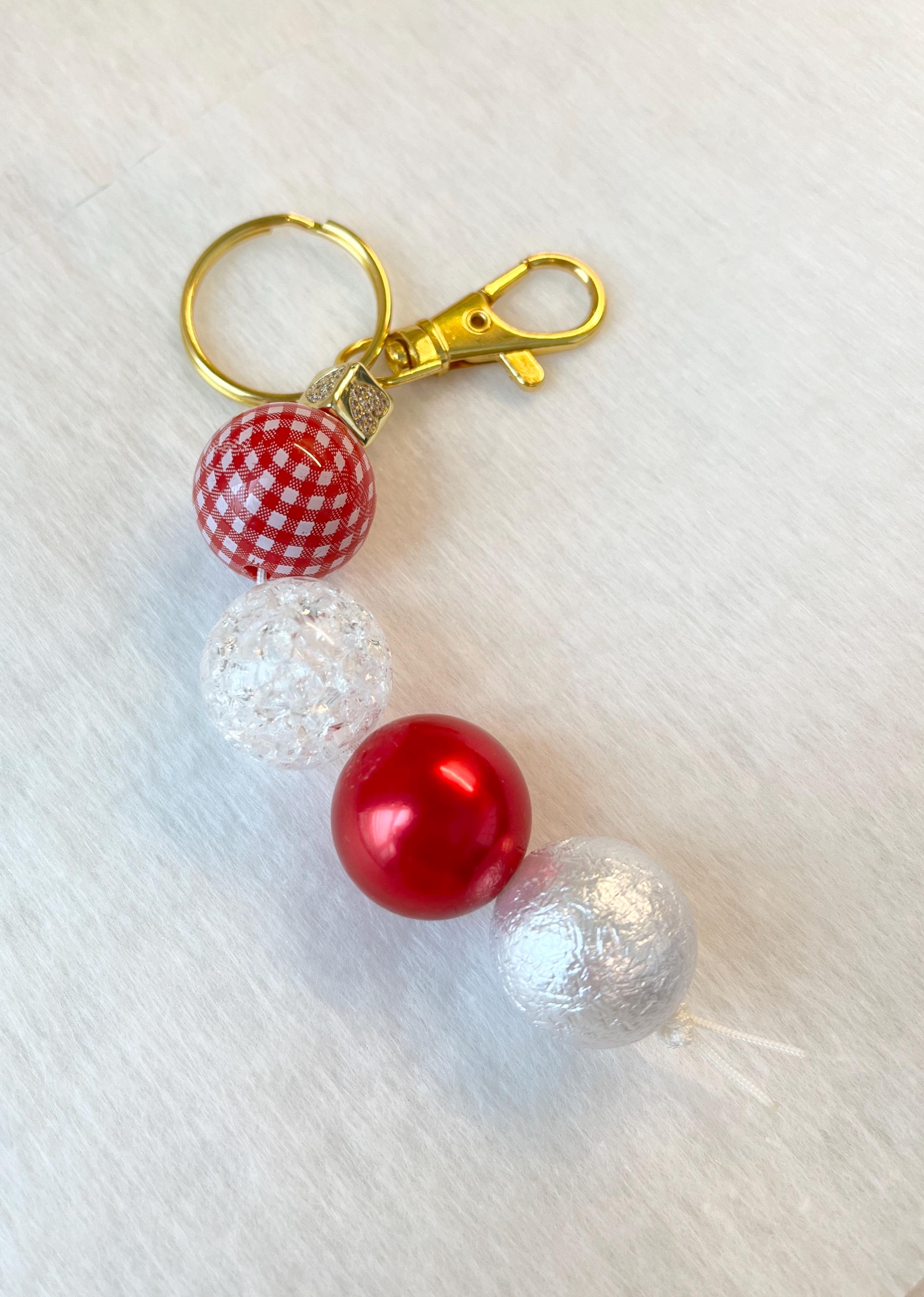 Red and White Acrylic Beaded, Lovely Keychain, Handmade Keychain, Bag ...