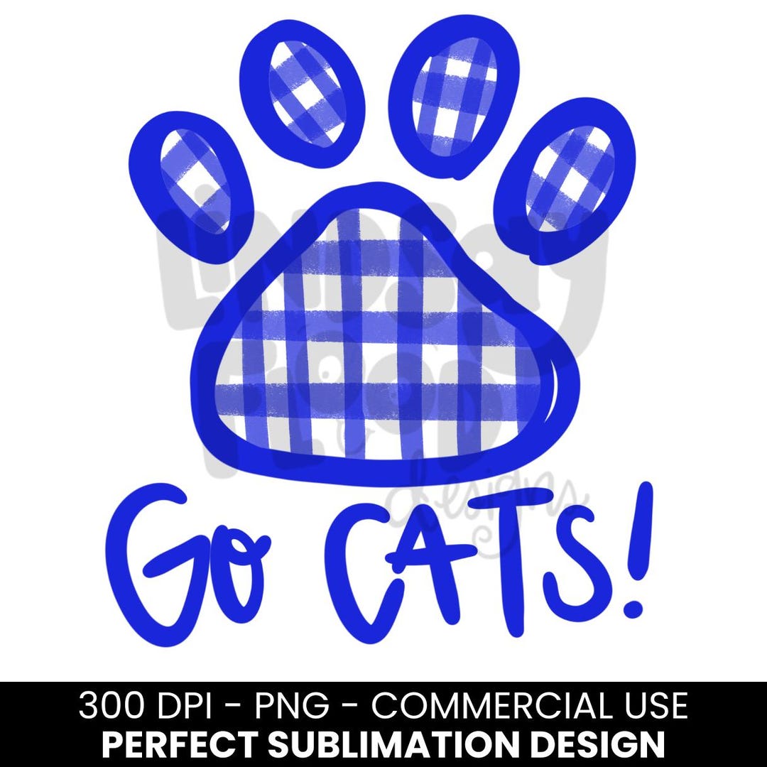 Go Cats University of Kentucky Wildcats Gingham Paw Print Kentucky Blue ...