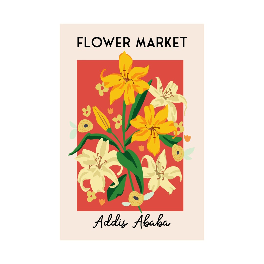 Addis Ababa Flower Market Poster African Diaspora Art, Ethiopian Wall ...