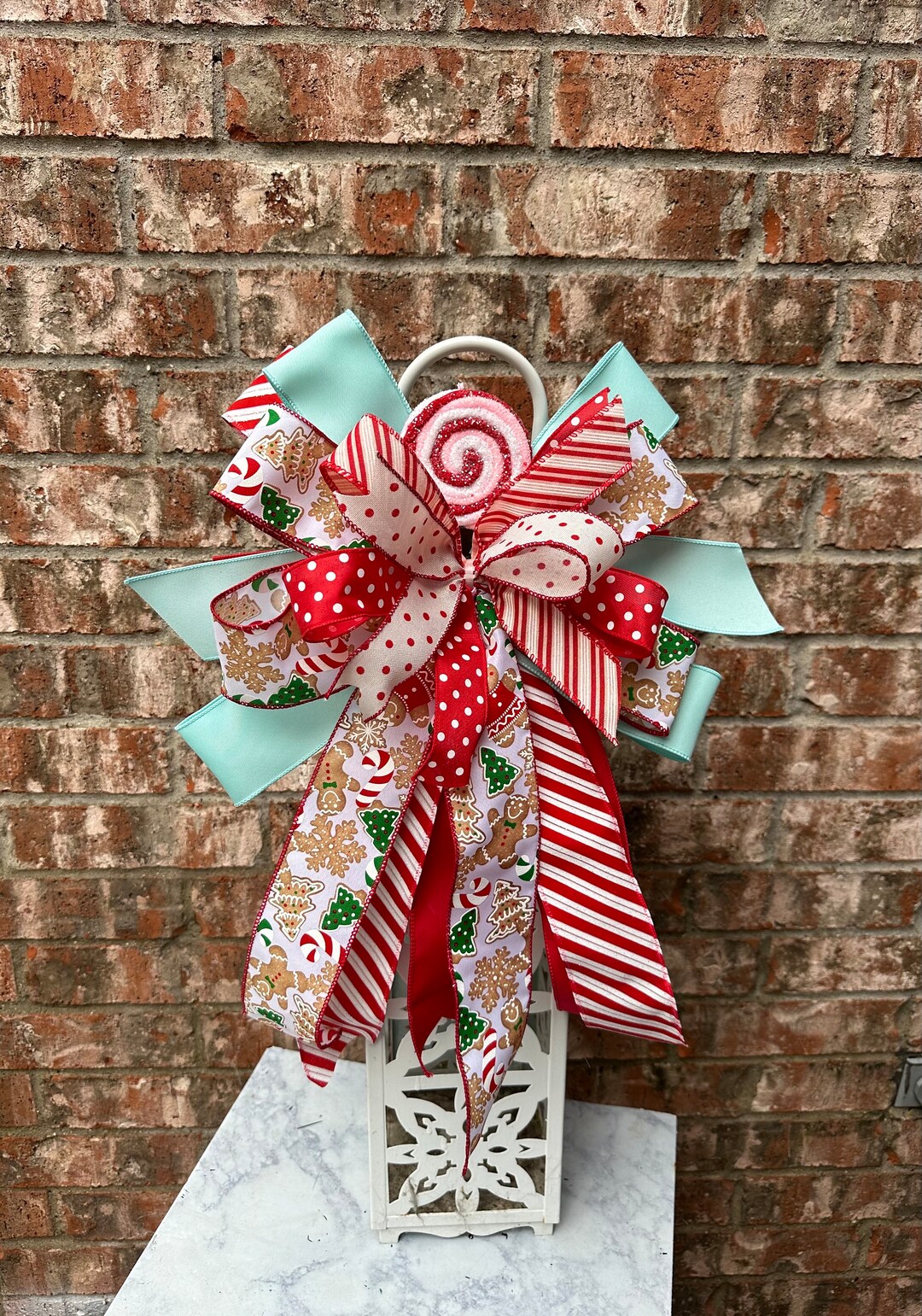 Gingerbread Man Christmas Tree Topper, Christmas Bow - Etsy
