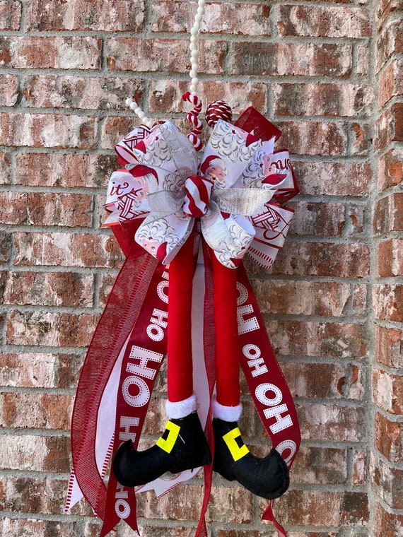 Santa Legs Christmas Tree Topper Christmas Bow Tree Topper - Etsy