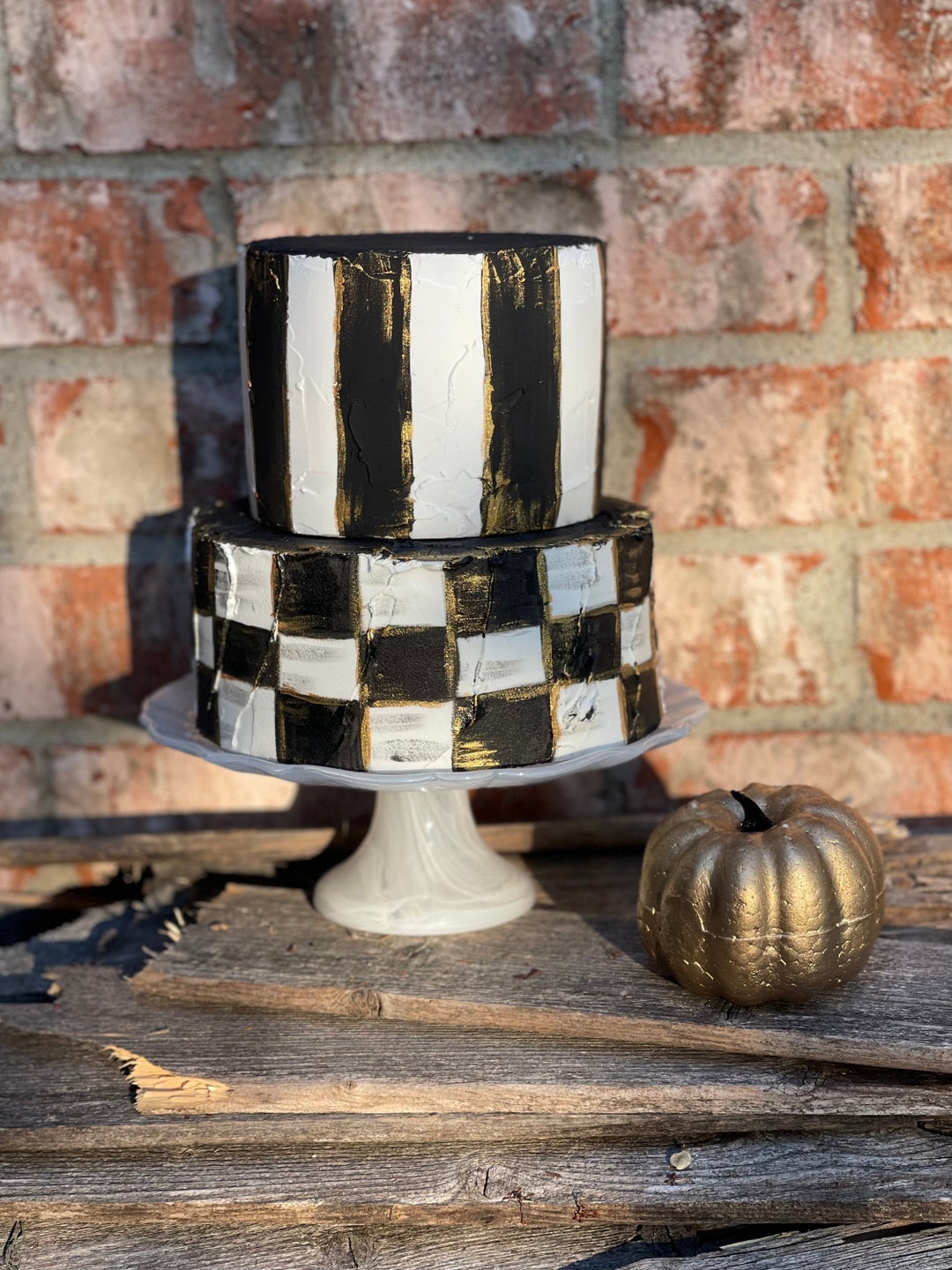Stackable Fake Cake, Checkered Cake, Layered Fake Cake, Faux Cake, Fall ...