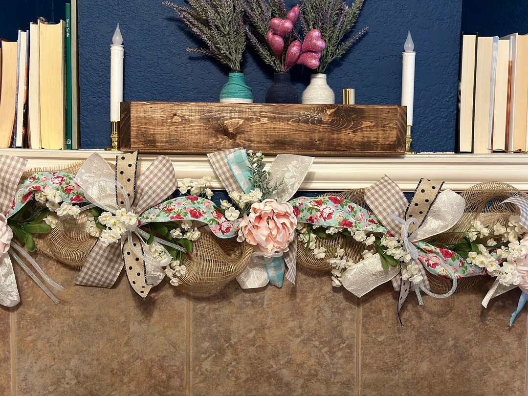 Spring Garland, Vintage Garland, Farmhouse Decor, Mantle Garland ...