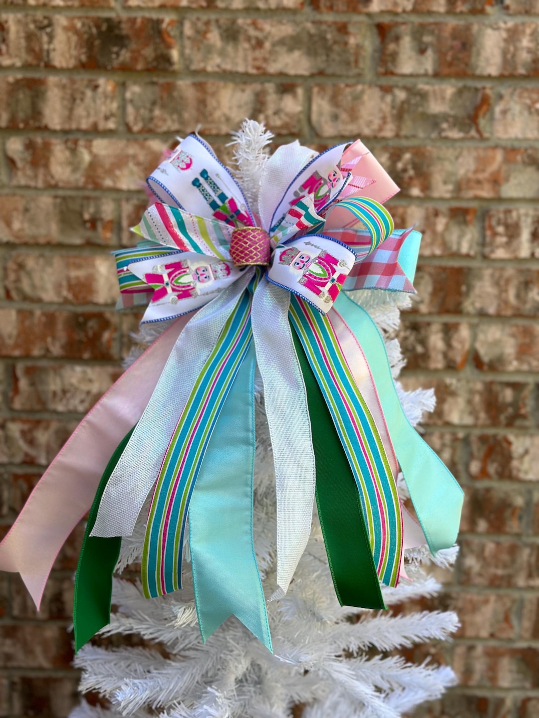 Pink Christmas Nutcracker Christmas Tree Topper, Christmas Bow, Tree ...