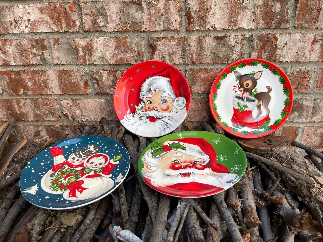 Set of Vintage Style Christmas Plates, Ceramic Plates - Etsy