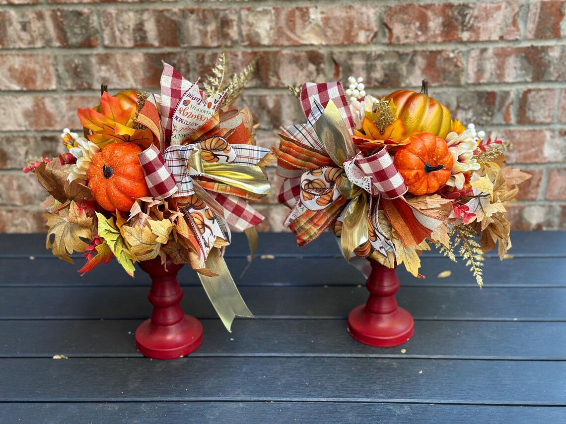 Fall Pumpkin Candlestick Centerpieces, Thanksgiving Decor, Fall Decor ...