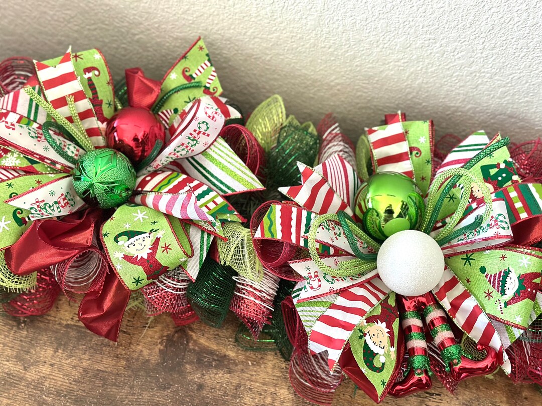 Elf Christmas Centerpiece, Whimsical Garland, Fireplace Decor ...