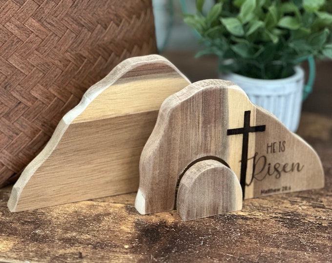 Wooden Empty Tomb, Resurrection Scene, Religious Christian Decor, He is ...