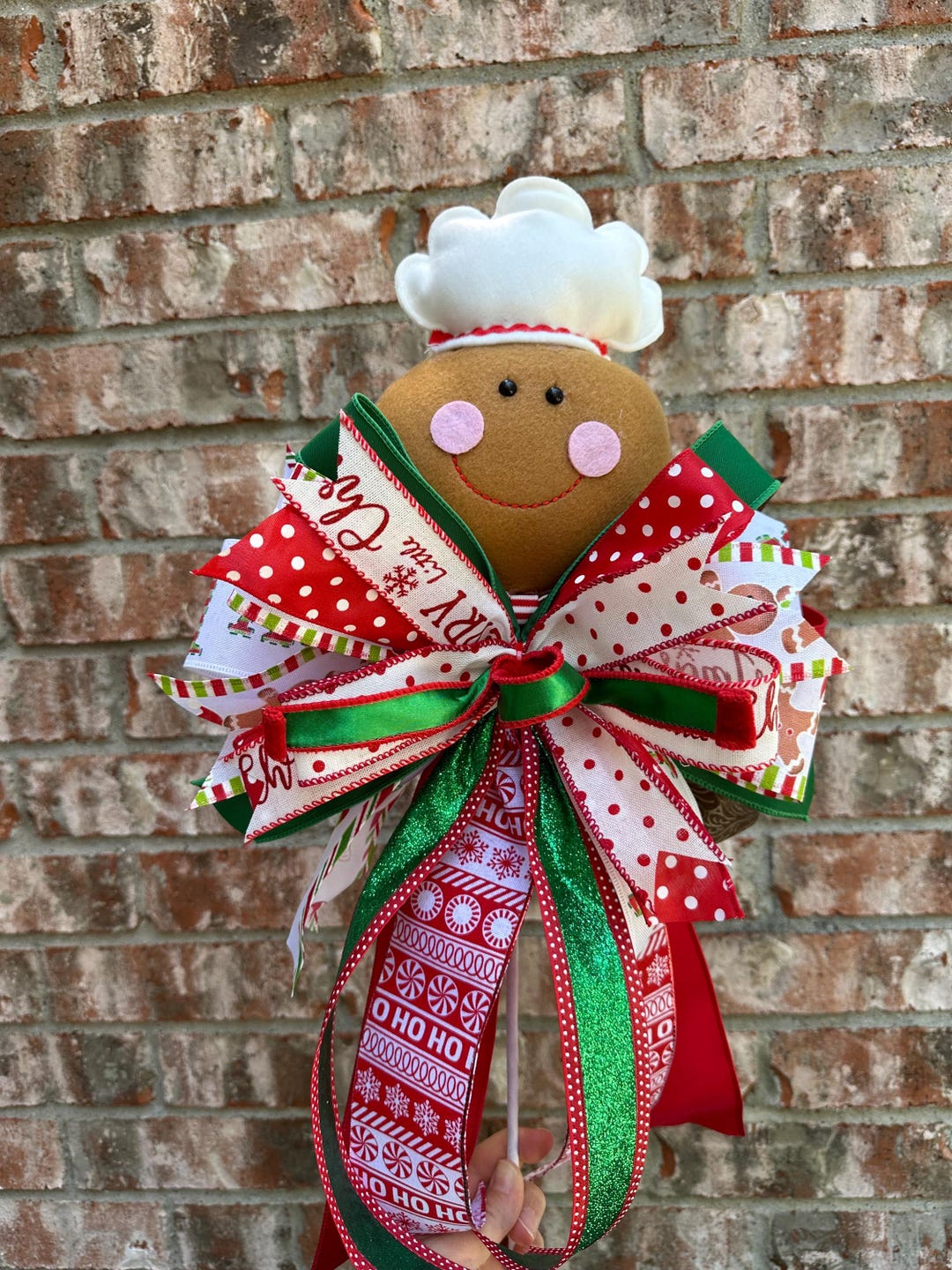 Gingerbread Man Tree Topper, Christmas Bow, Tree Topper, Grinch Themed ...