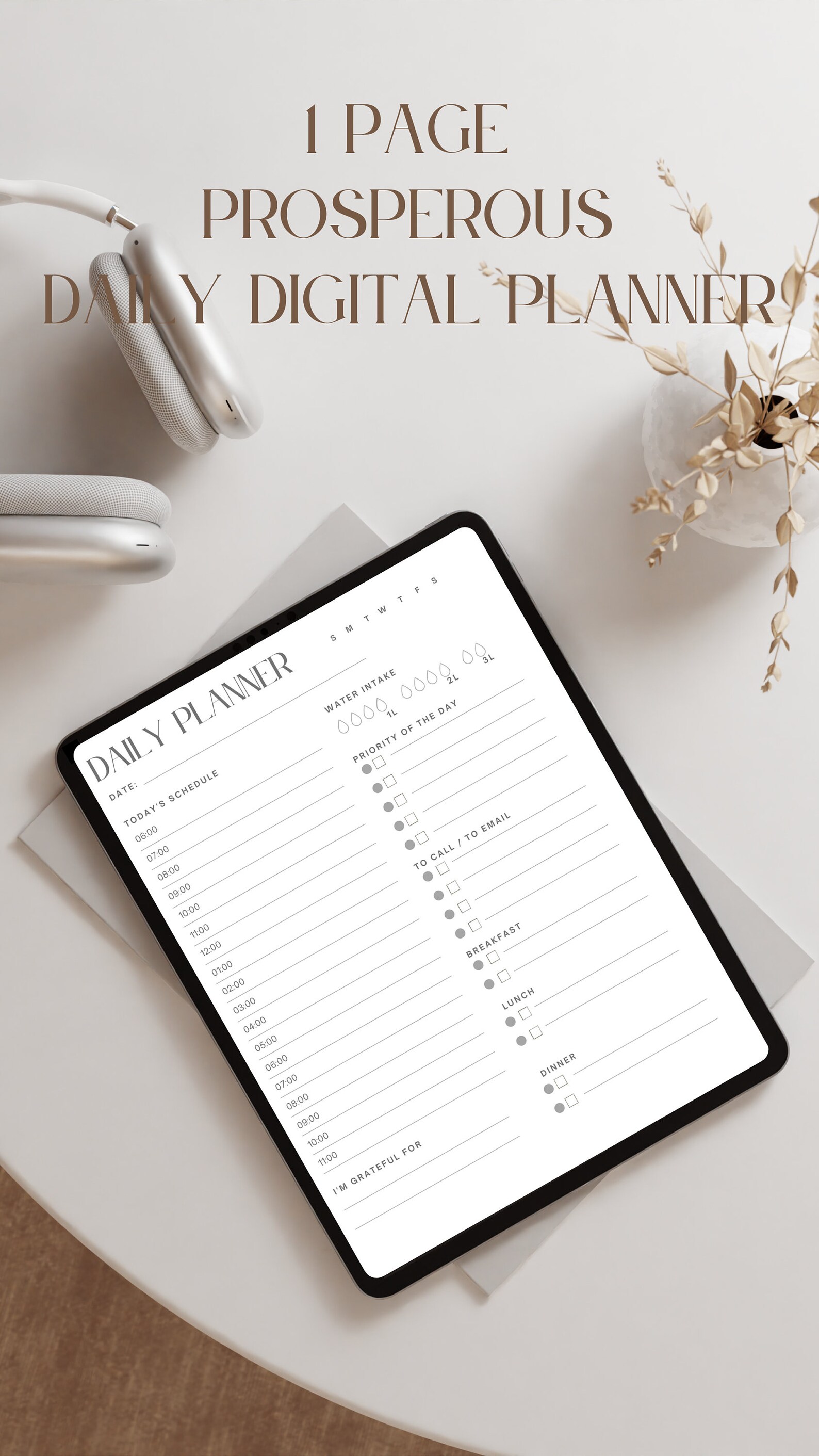 Digital Daily Planner Printable Planner Bundle for Self-care and Goal ...