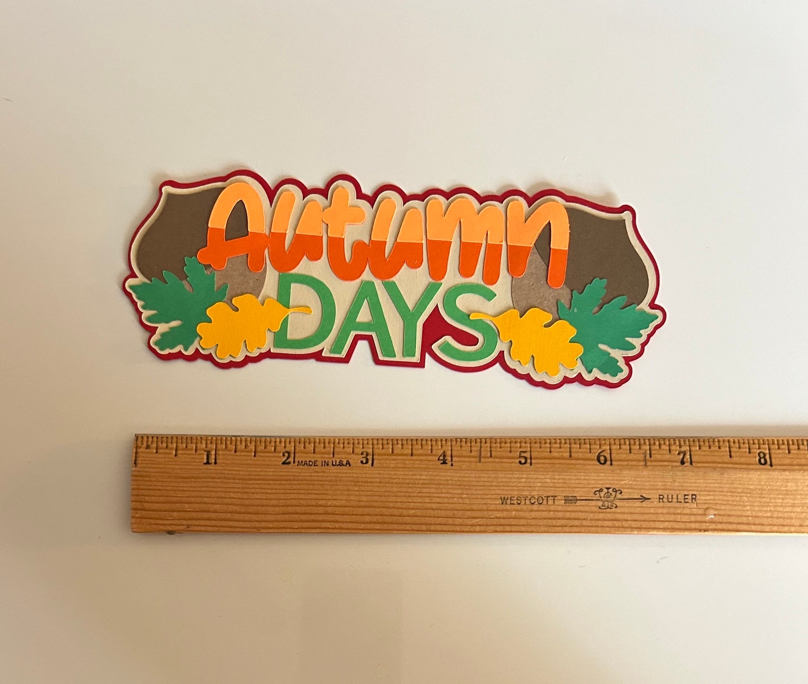 Autumn Days Fall Colors Scrapbook Title or Card Embellishment Handmade ...