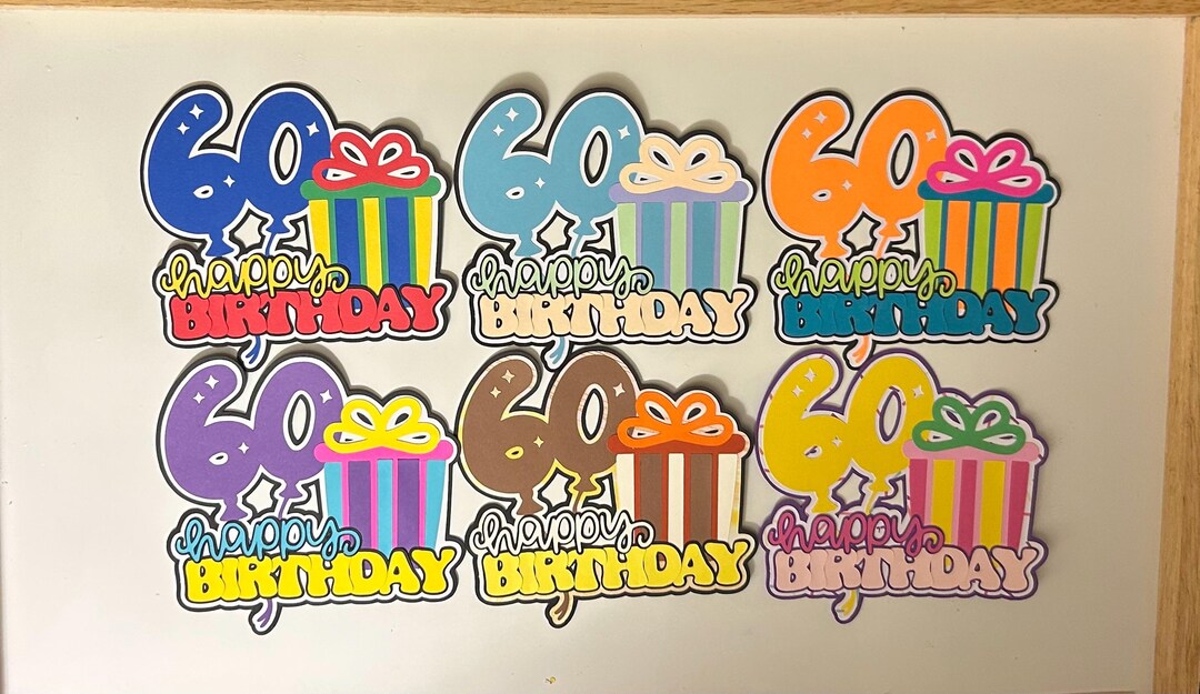 Happy 60th Birthday Scrapbook Title or Card Embellishment Handmade ...