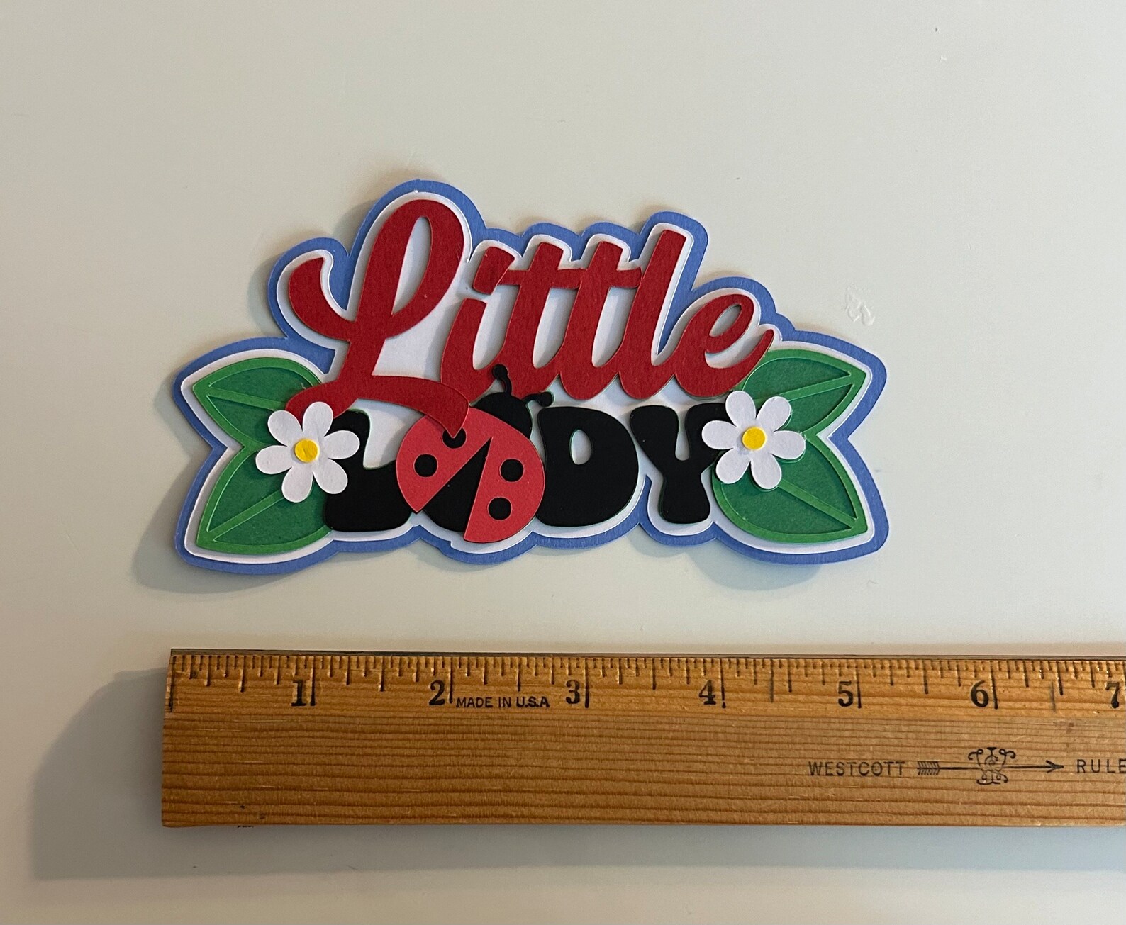 Little Lady Ladybug Scrapbook Title Embellishment Die Cut Paper Pierced ...