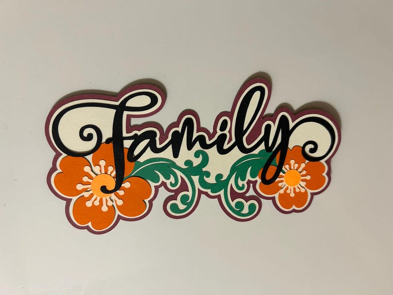 Family Floral Scrapbook Title Handmade Paper Pieced Die Cut - Etsy
