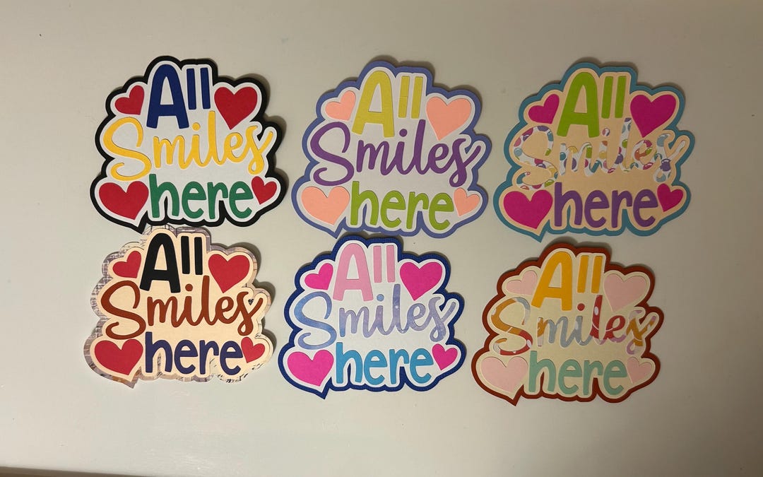 All Smiles Here Scrapbook Title Embellishment Handmade Paper Pieced Die ...