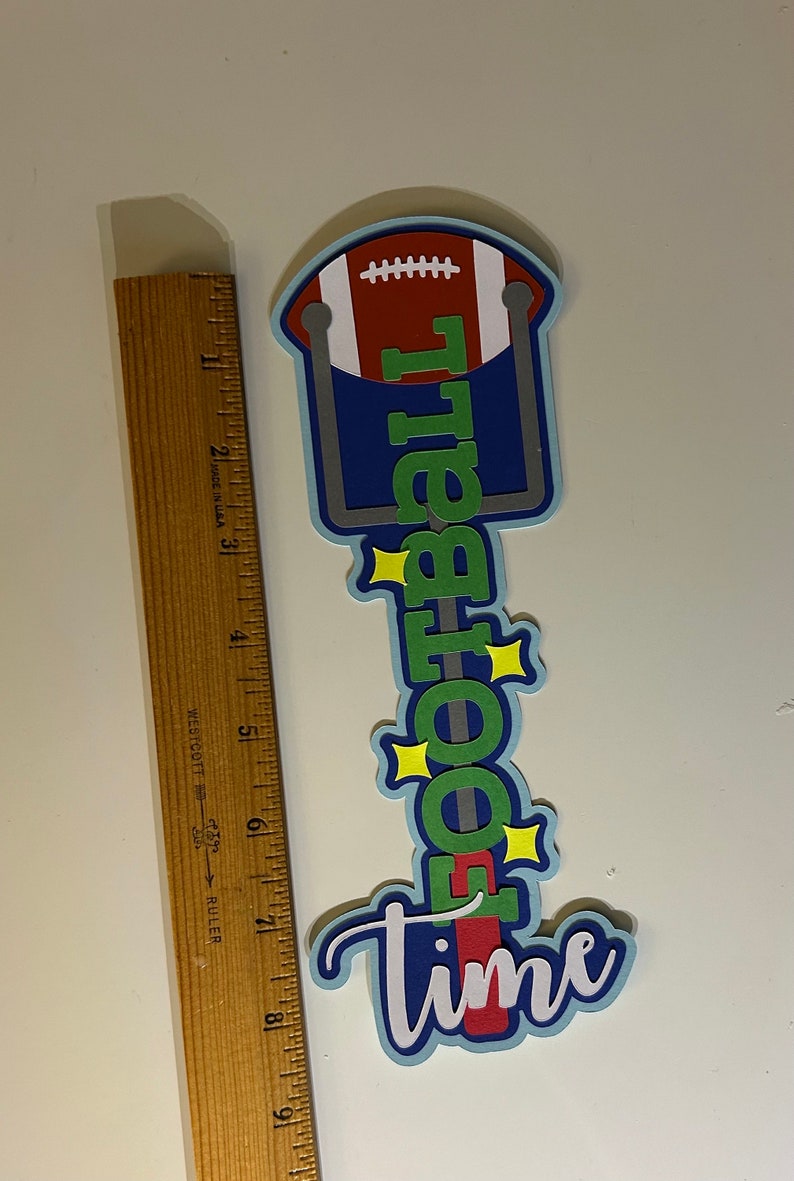 Football Time Scrapbook Title Embellishment Handmade Paper Pierced Die ...