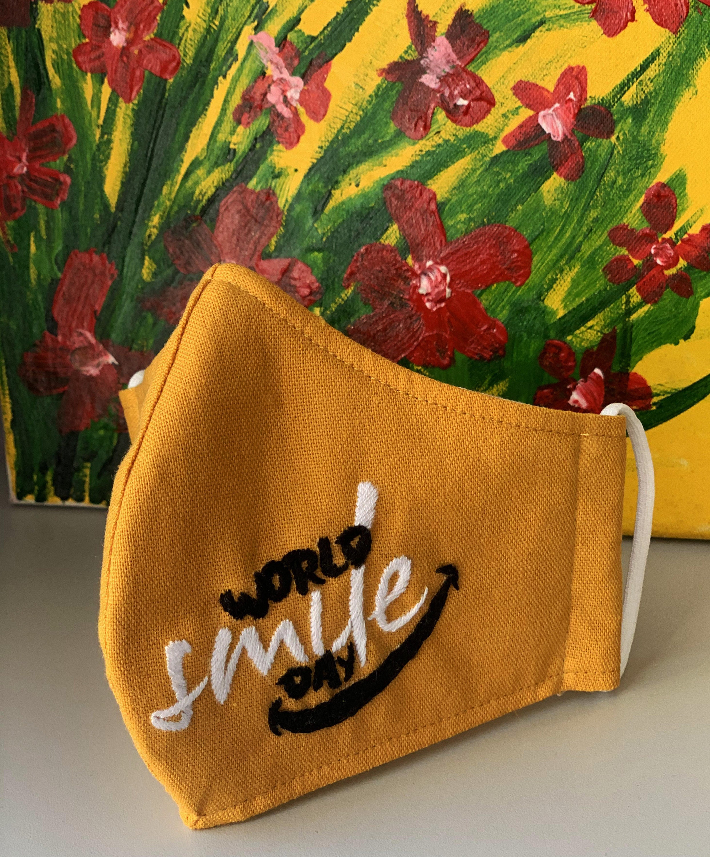 Smile Yellow Face Mask with Filter Pocket for man and women | Etsy