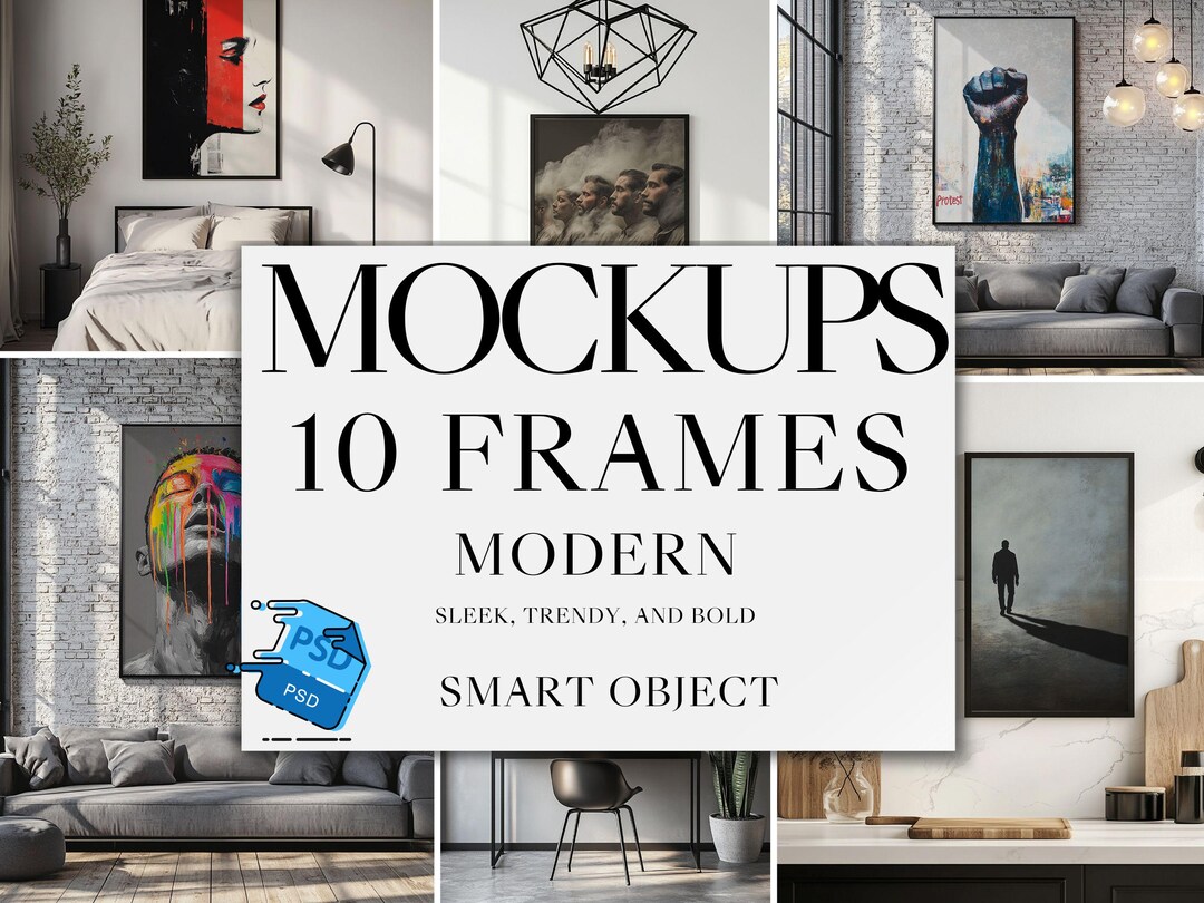 Modern Frame Mockups Bundle, 10 Pack Files, PSD Files, Smart Mockup ...