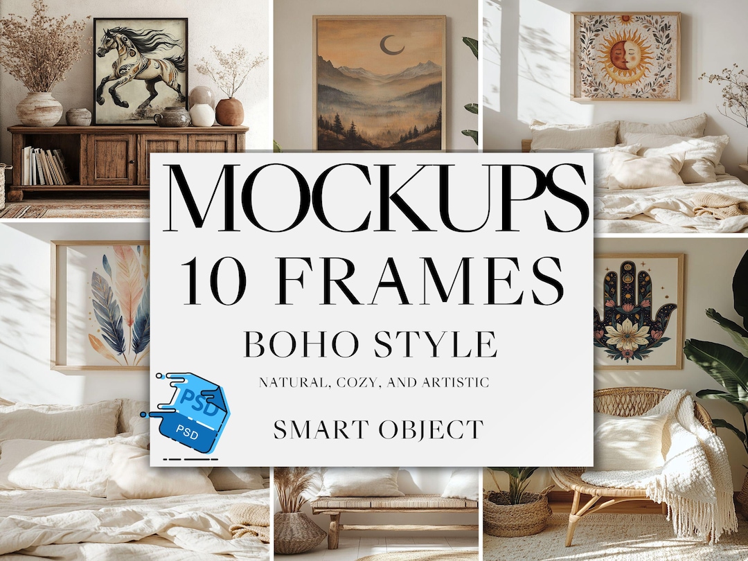 Boho Frame Mockups Bundle, 10 Pack Files, PSD Files, Smart Mockup ...