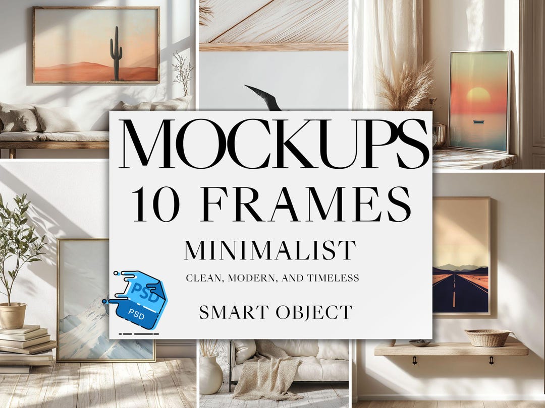 Minimalist Frame Mockups Bundle, 10 Pack Files, PSD Files, Smart Mockup ...