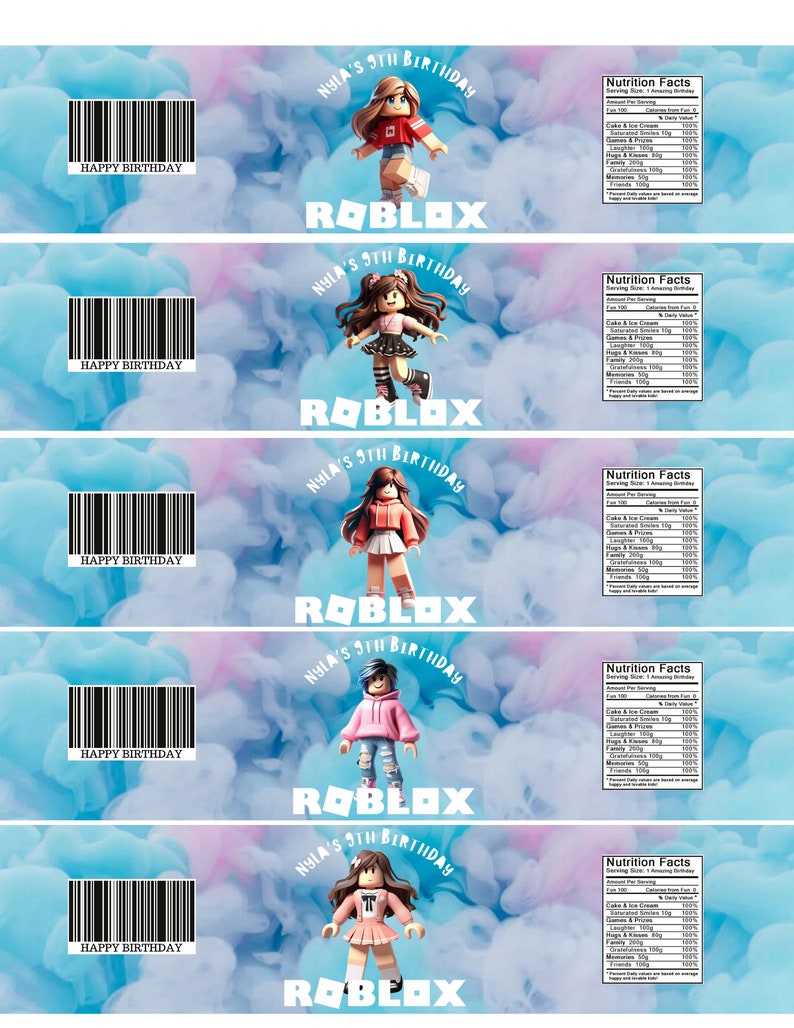Roblox Water Bottle Labels - Etsy