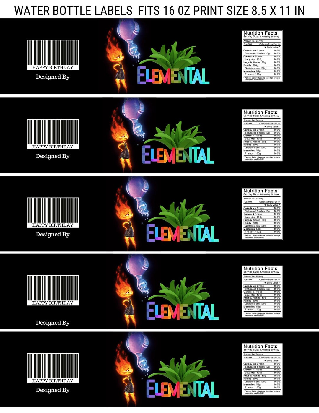 Elemental Water Bottle Labels - Etsy