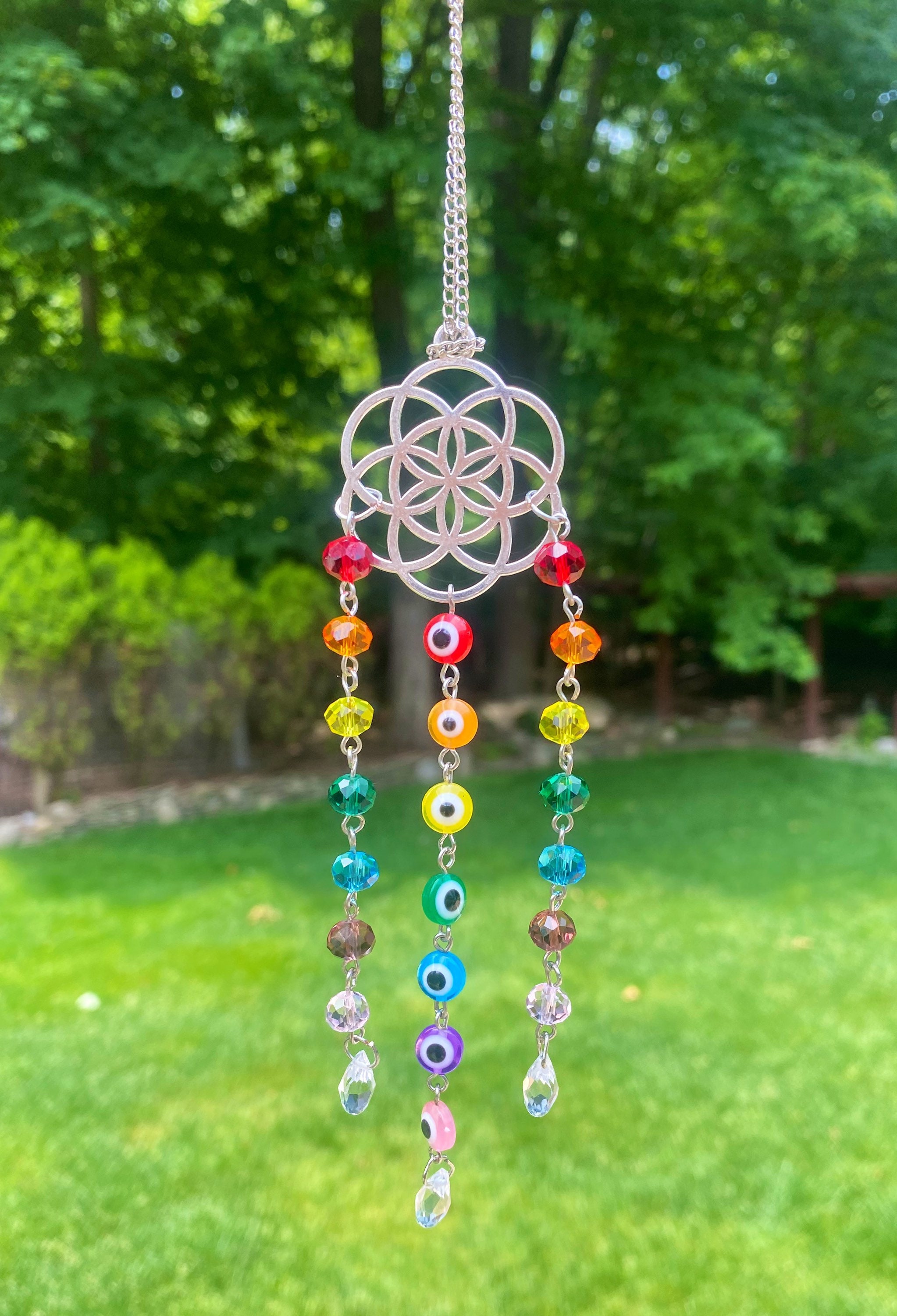 Chakra Seed Of Life Sun Catcher Rainbow Sun Catcher | Etsy
