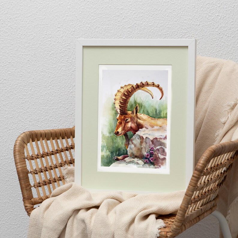 Nubian Ibex Original Watercolor Painting: Mountain Animals, Wildlife ...