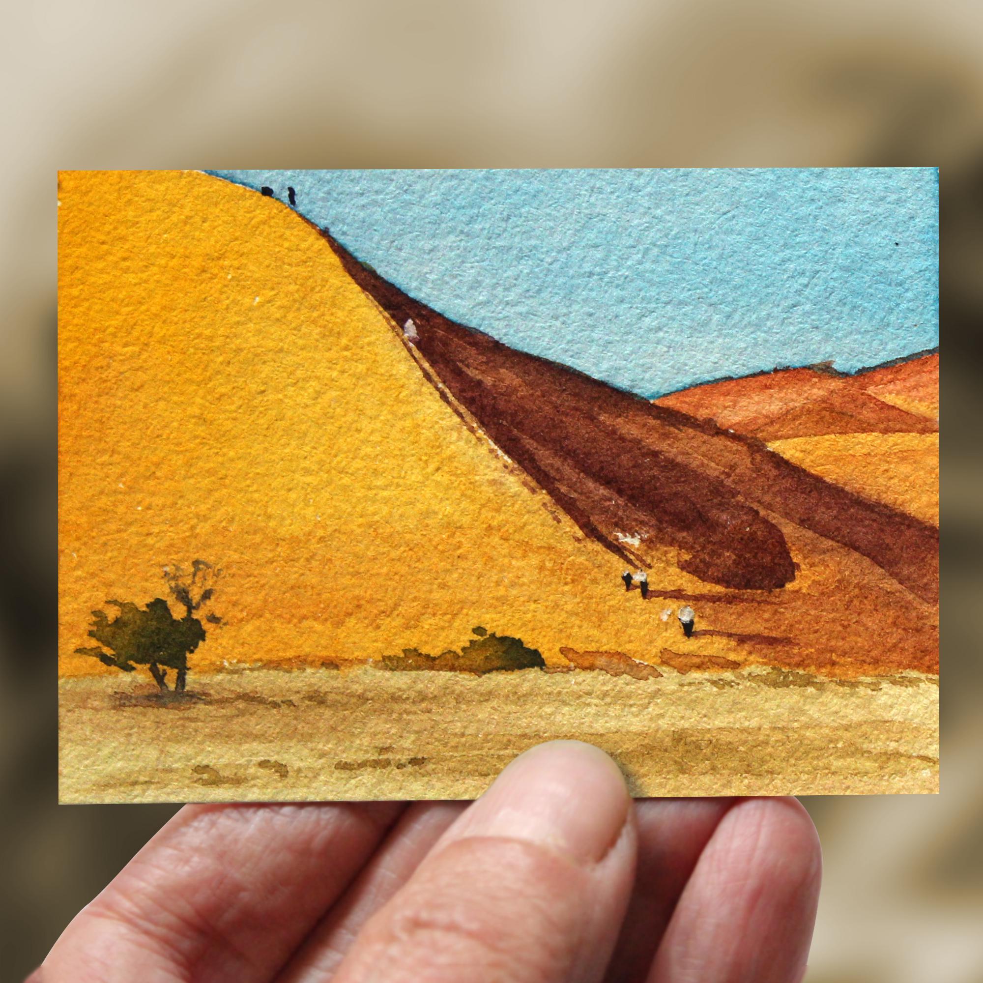 Namib Desert Watercolor Painting: African Sand Dunes ACEO Miniature (2. ...