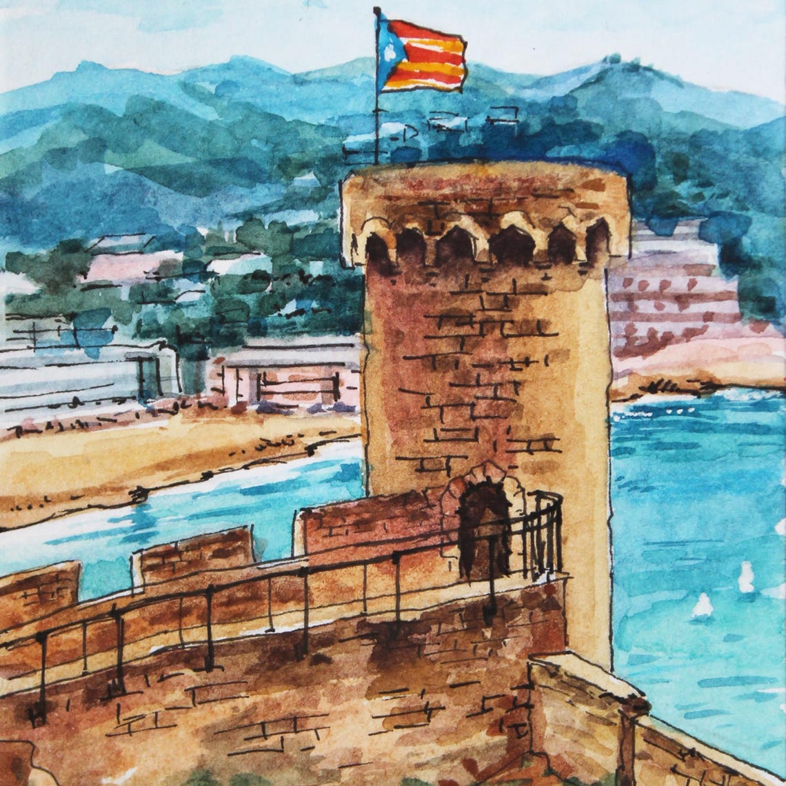 Tossa De Mar Tower Costa Brava Coast Landscape Catalonia Historical ...