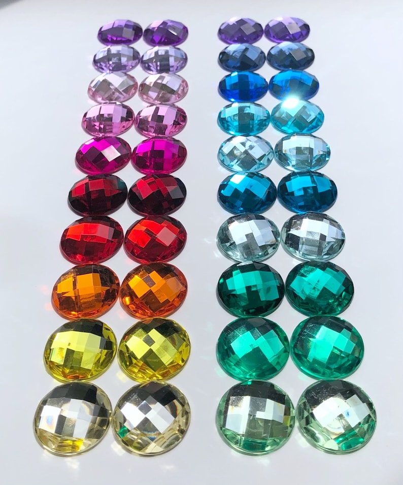 Color Street Inspired Acrylic Gems 30mm 25mm 18mm Foil Backed DIY Gem ...