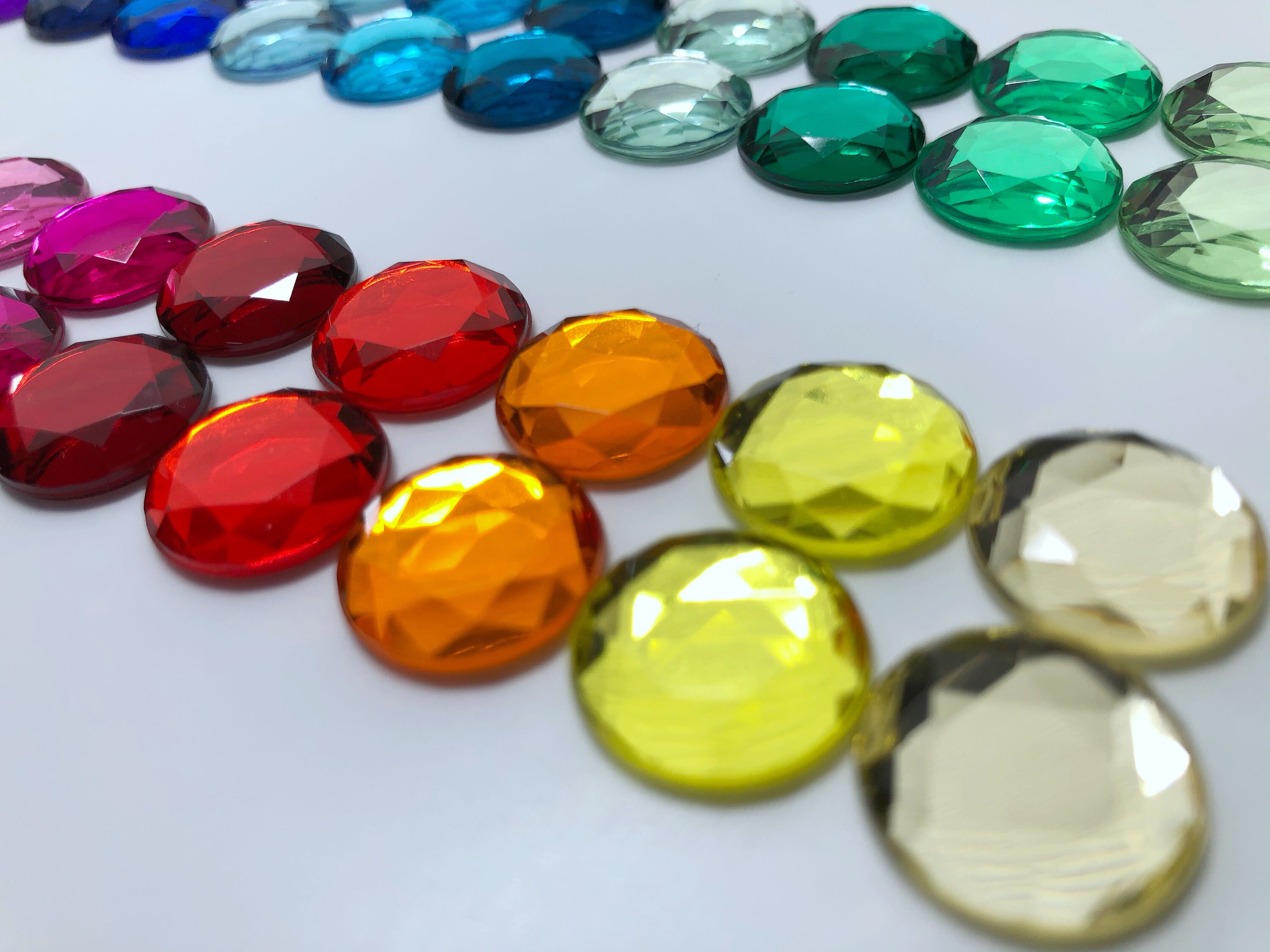 Color Street Inspired Acrylic Gems 30mm 25mm 18mm Foil Backed DIY Gem ...