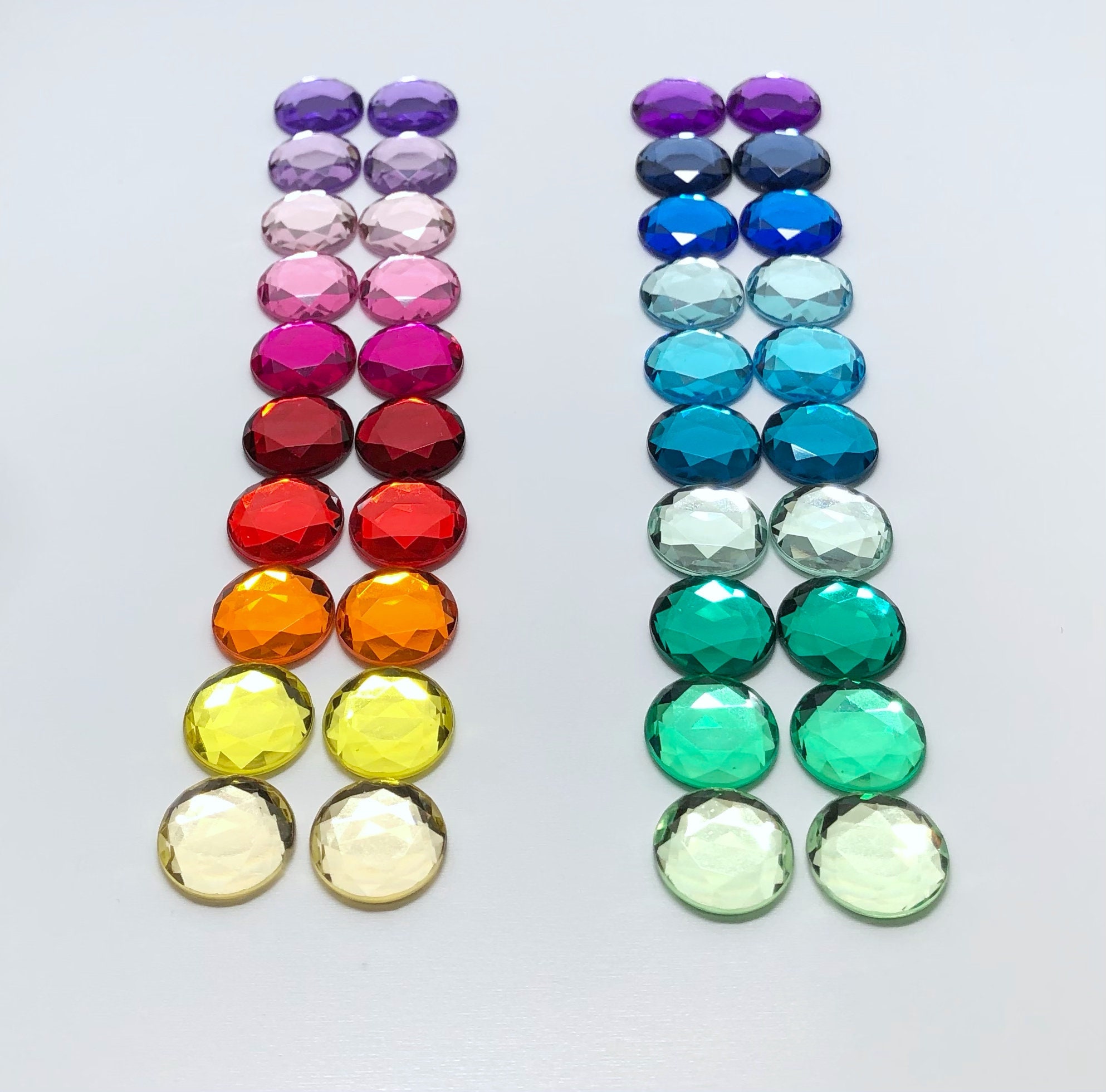 Color Street Inspired Acrylic Gems 30mm 25mm 18mm Foil Backed DIY Gem ...