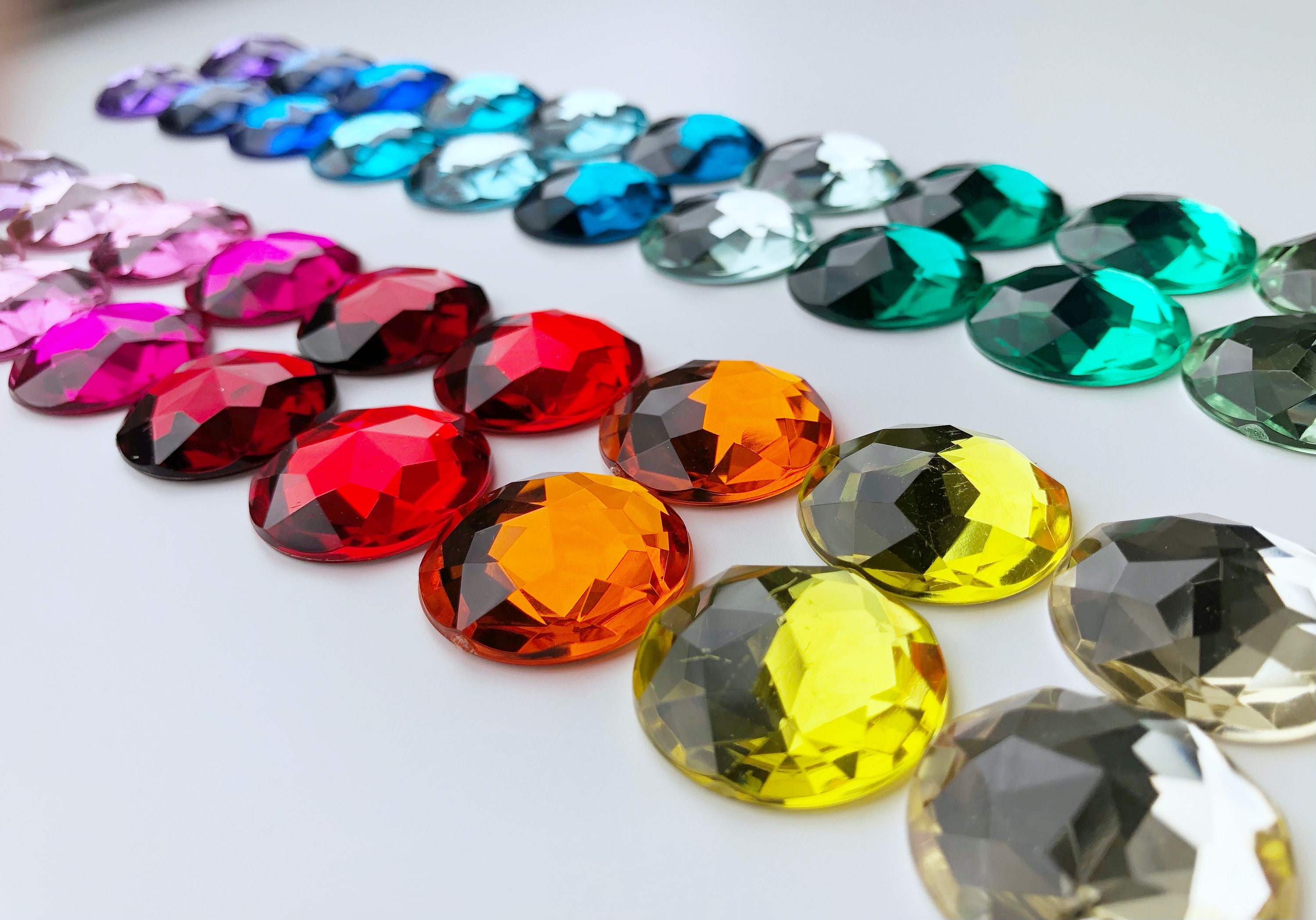 Color Street Inspired Acrylic Gems 30mm 25mm 18mm Foil Backed DIY Gem ...