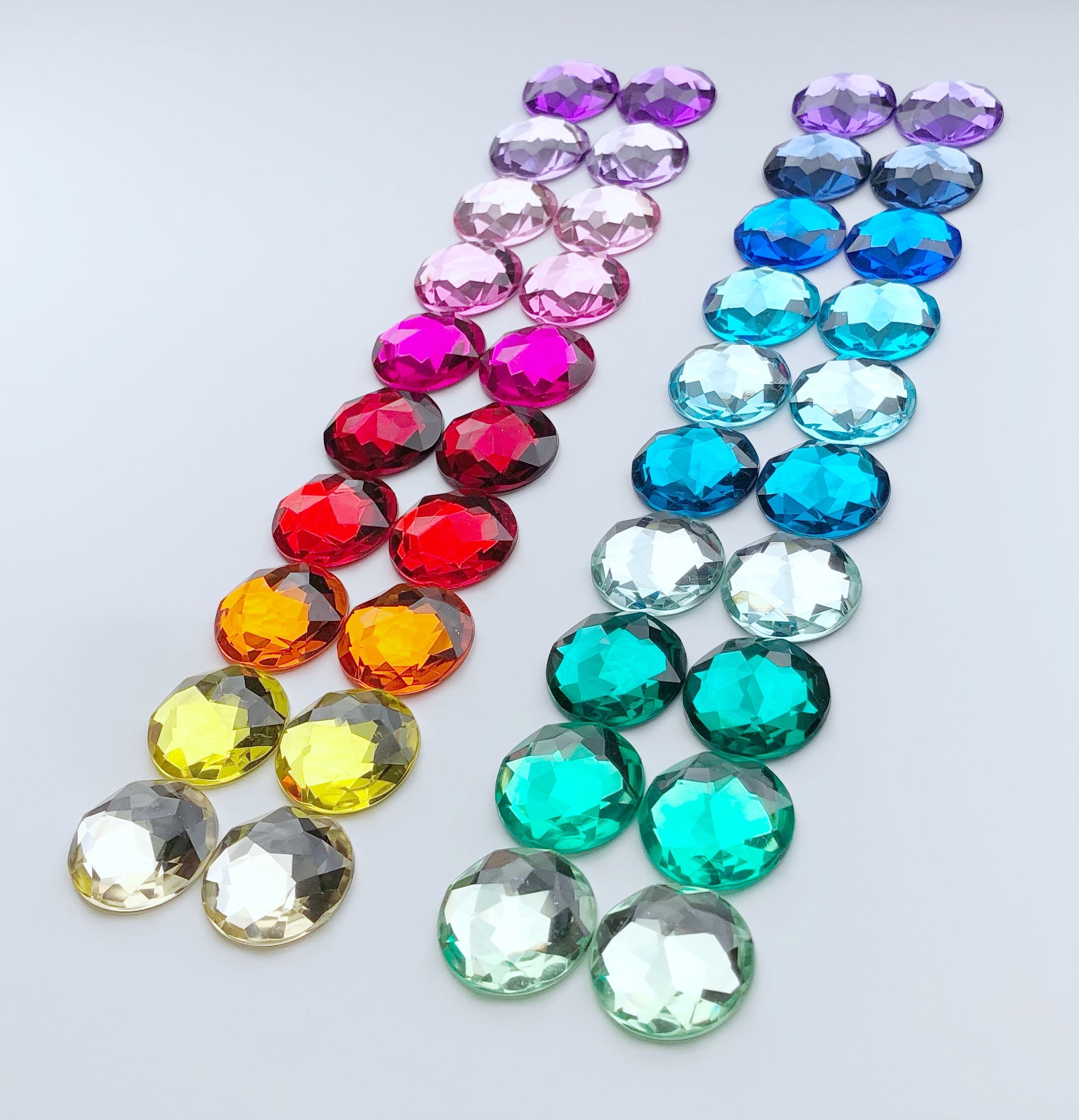 Color Street Inspired Acrylic Gems 30mm 25mm 18mm Foil Backed DIY Gem ...