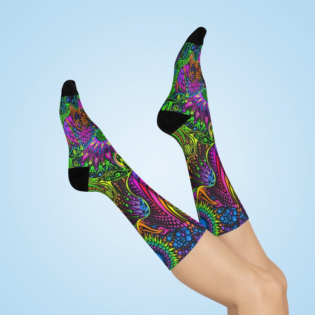 Psychedelic Mushroom Art Socks: Colorful Trippy Groovy Socks - Etsy