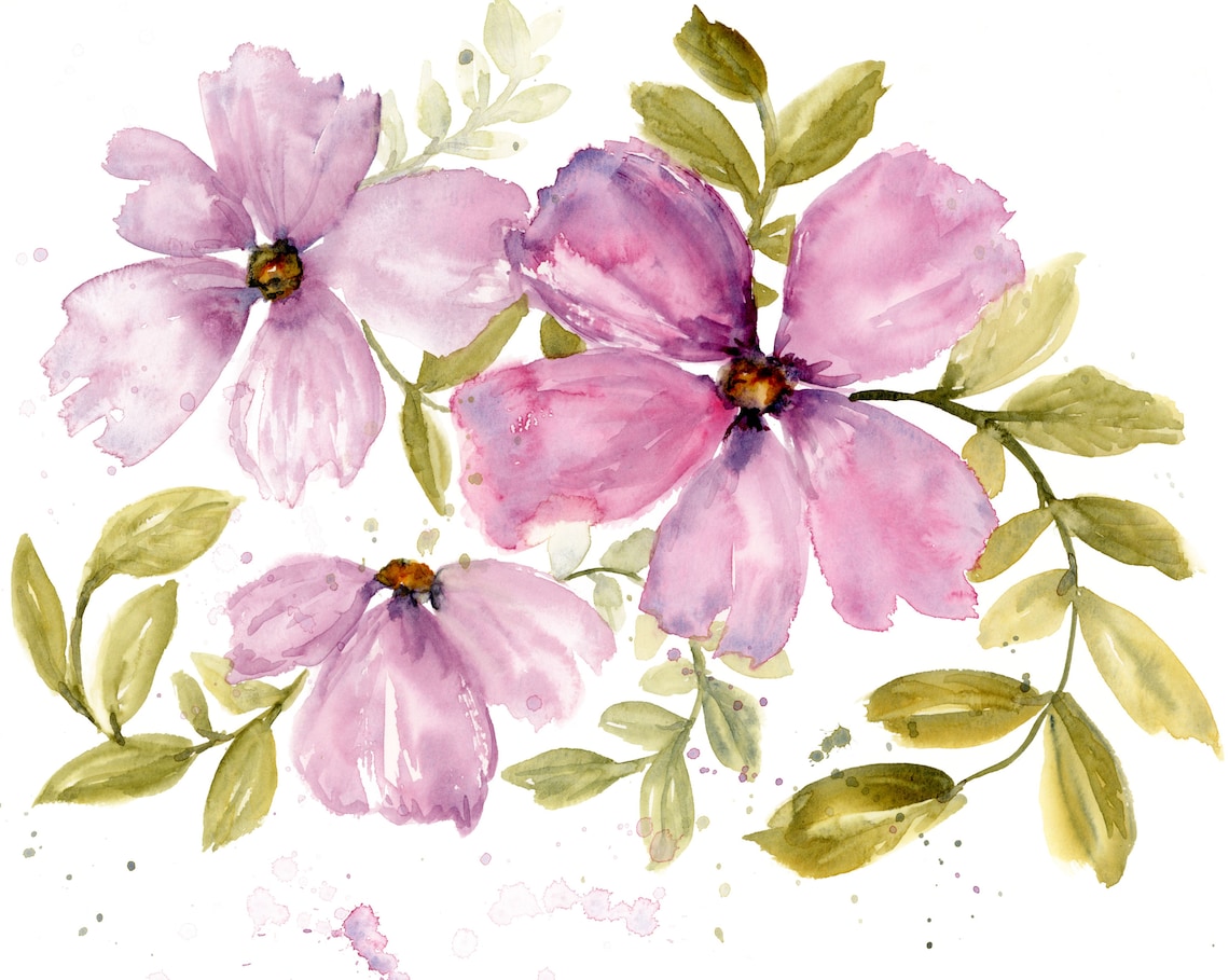 5 Watercolor Floral Paintings 8x10 Png Files - Etsy