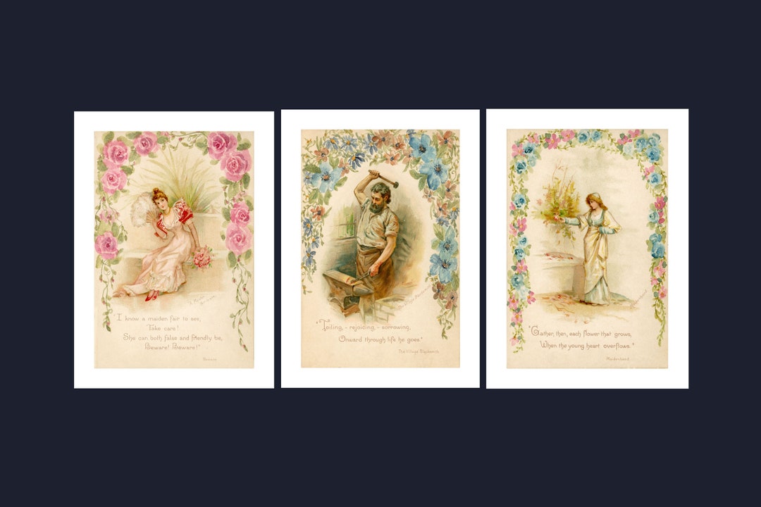 1901 Frances Brundage / Original Floral on Vintage Book Pages / Fine ...