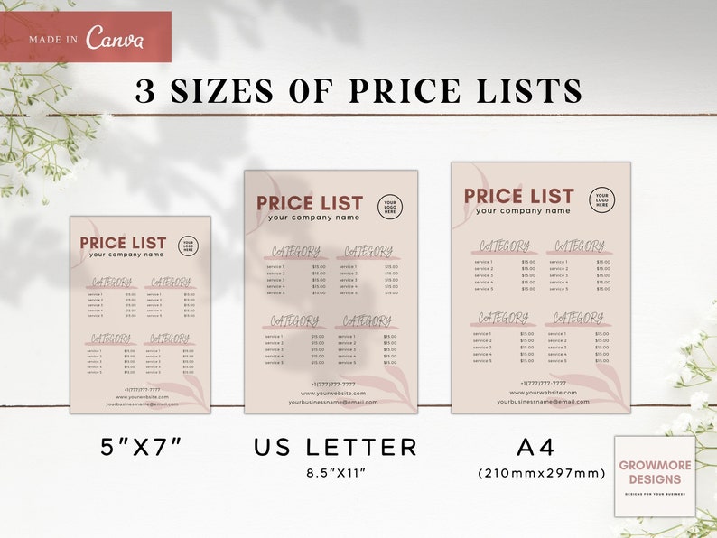 BOHO Aesthetic Price List Template Editable Canva Price - Etsy