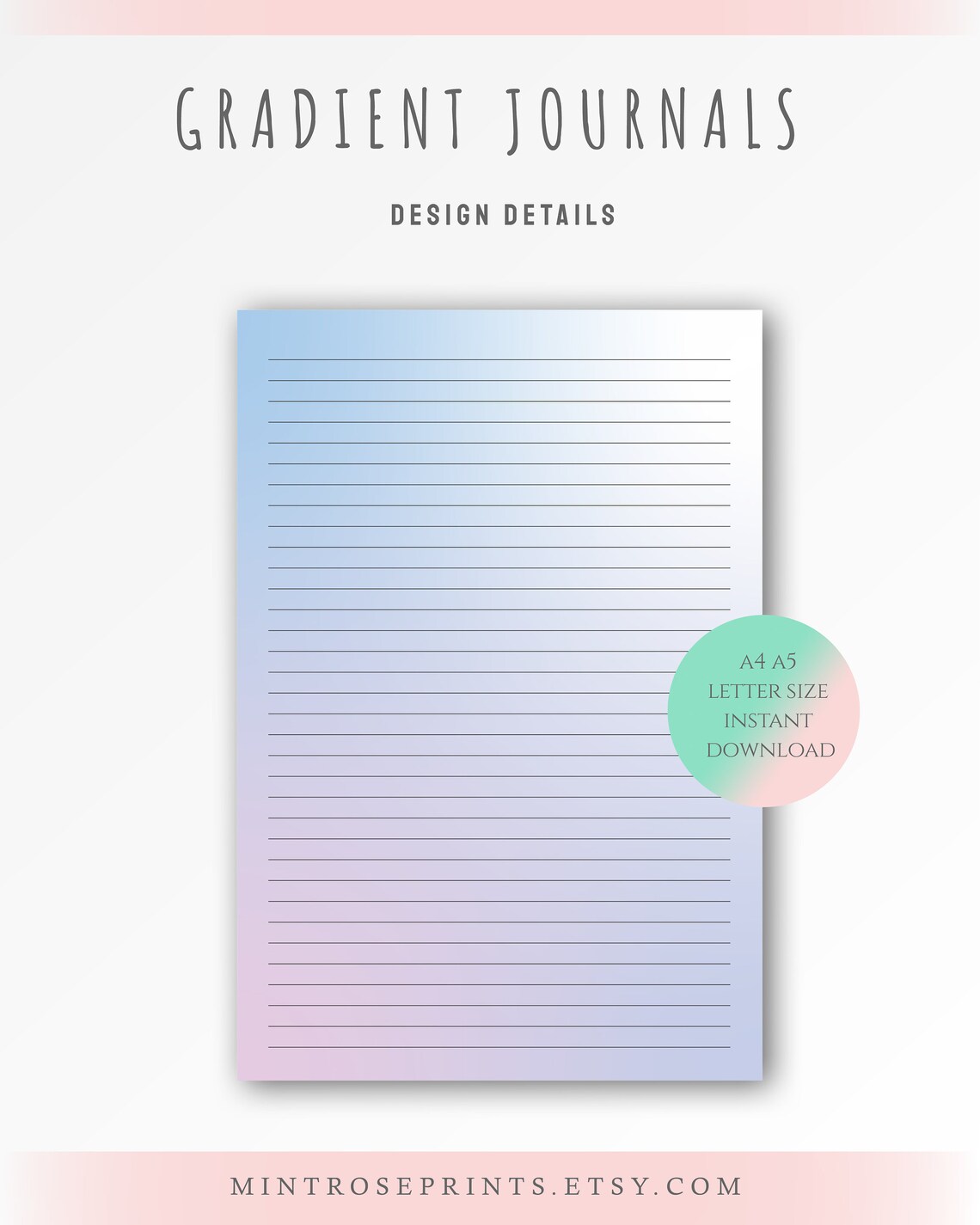 Printable Journal Pages Gradient Colour A4 A5 Letter Size | Etsy