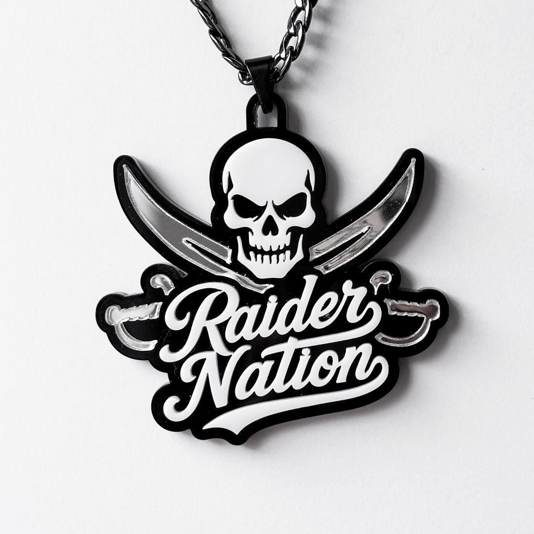Raider Nation Pendant: Handmade Acrylic Skull & Swords Necklace - Etsy