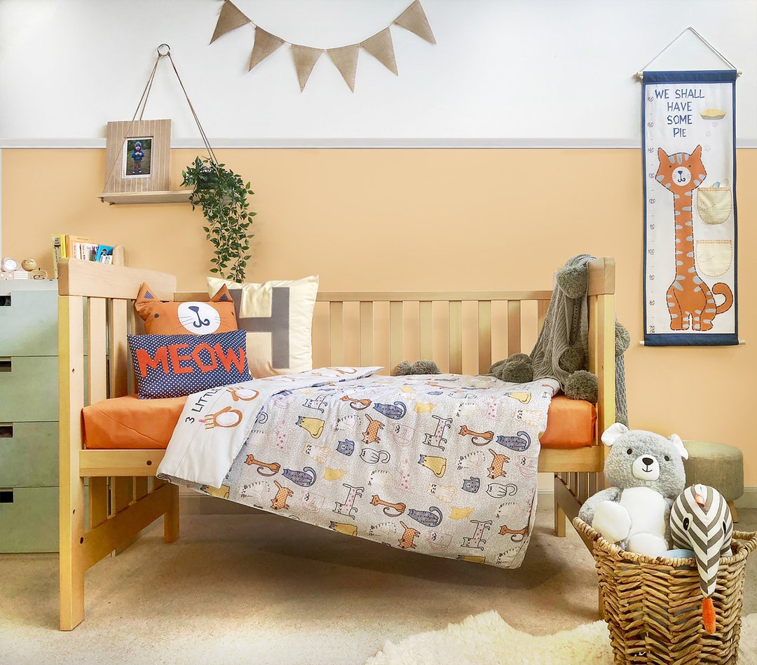 4 Piece Baby Cot Quilt Set // Kittens Cot Quilt Cover Set // Baby Boy ...