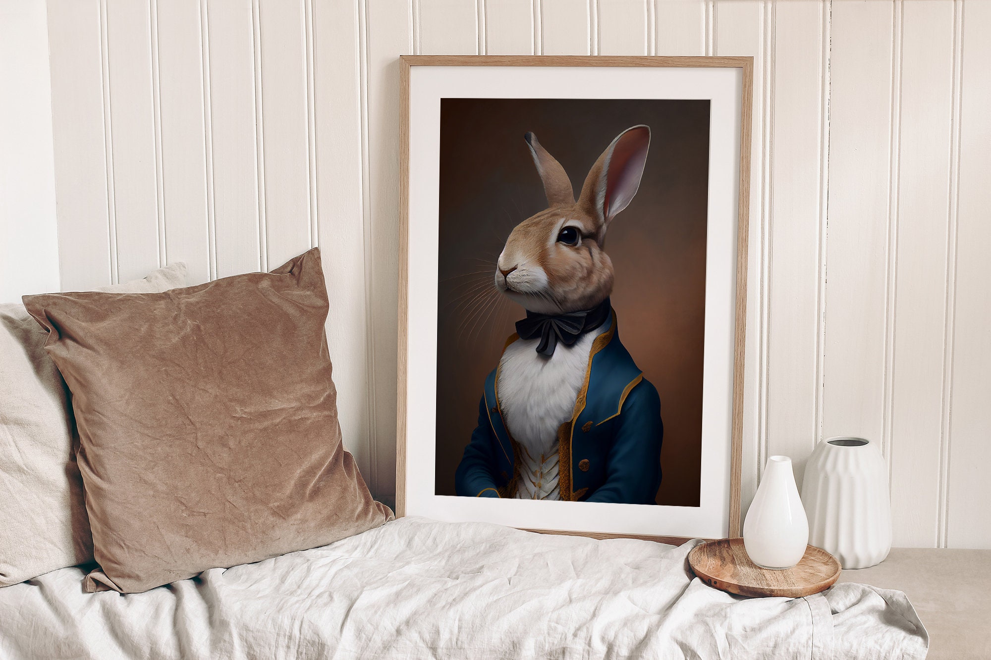 Digital Anthropomorphic Rabbit Portrait, Hare Art, Rabbit Hare Print ...